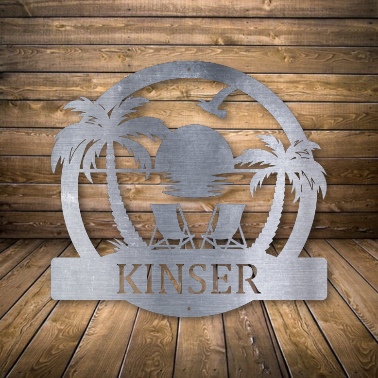 Beach Monogram Metal Sign – Marketplace Woods & Metal